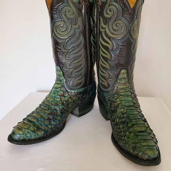 Tony Lama | Shoes | Tony Lama 9 2 Painted Blue Green Black Western ...